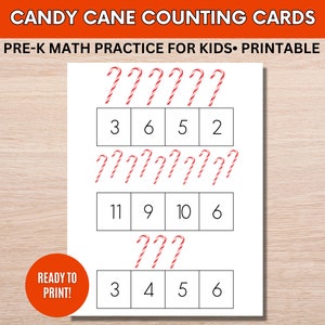 Candy Cane Counting Cards for Kids | Preschool and Kindergarten ...