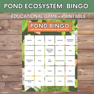 Pond Ecosystem BINGO | Educational Game | Aquatic Ecosystem Activity ...