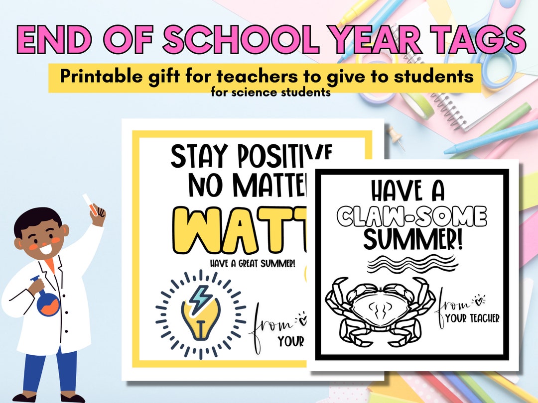 End of School Year Student Gift Tags - Etsy