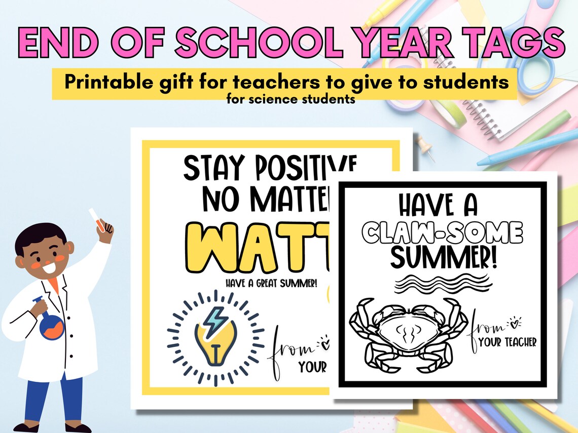 End of School Year Student Gift Tags - Etsy