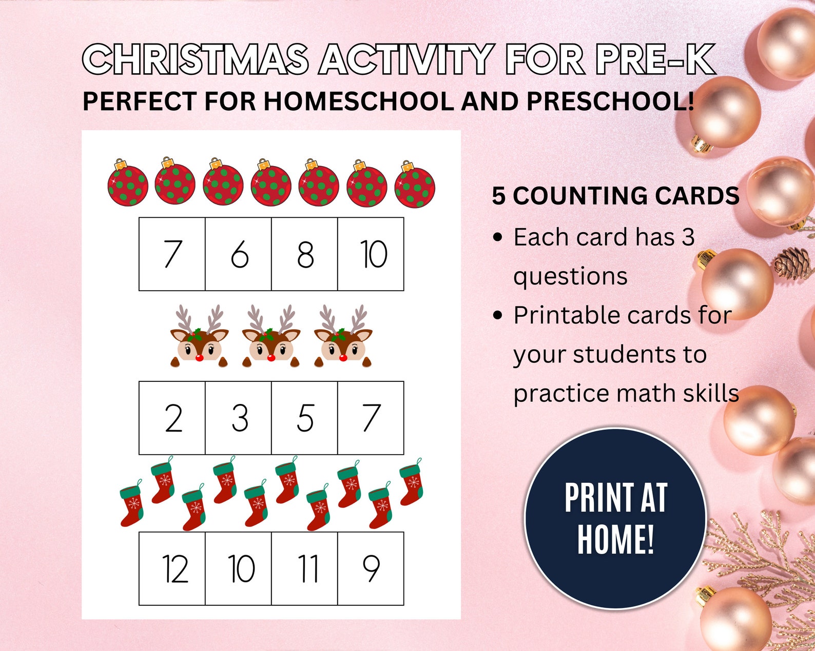 Christmas Counting Activity for Kids | Printable Counting Activity for ...