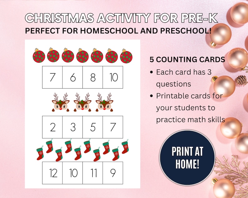 Christmas Counting Activity for Kids | Printable Counting Activity for ...