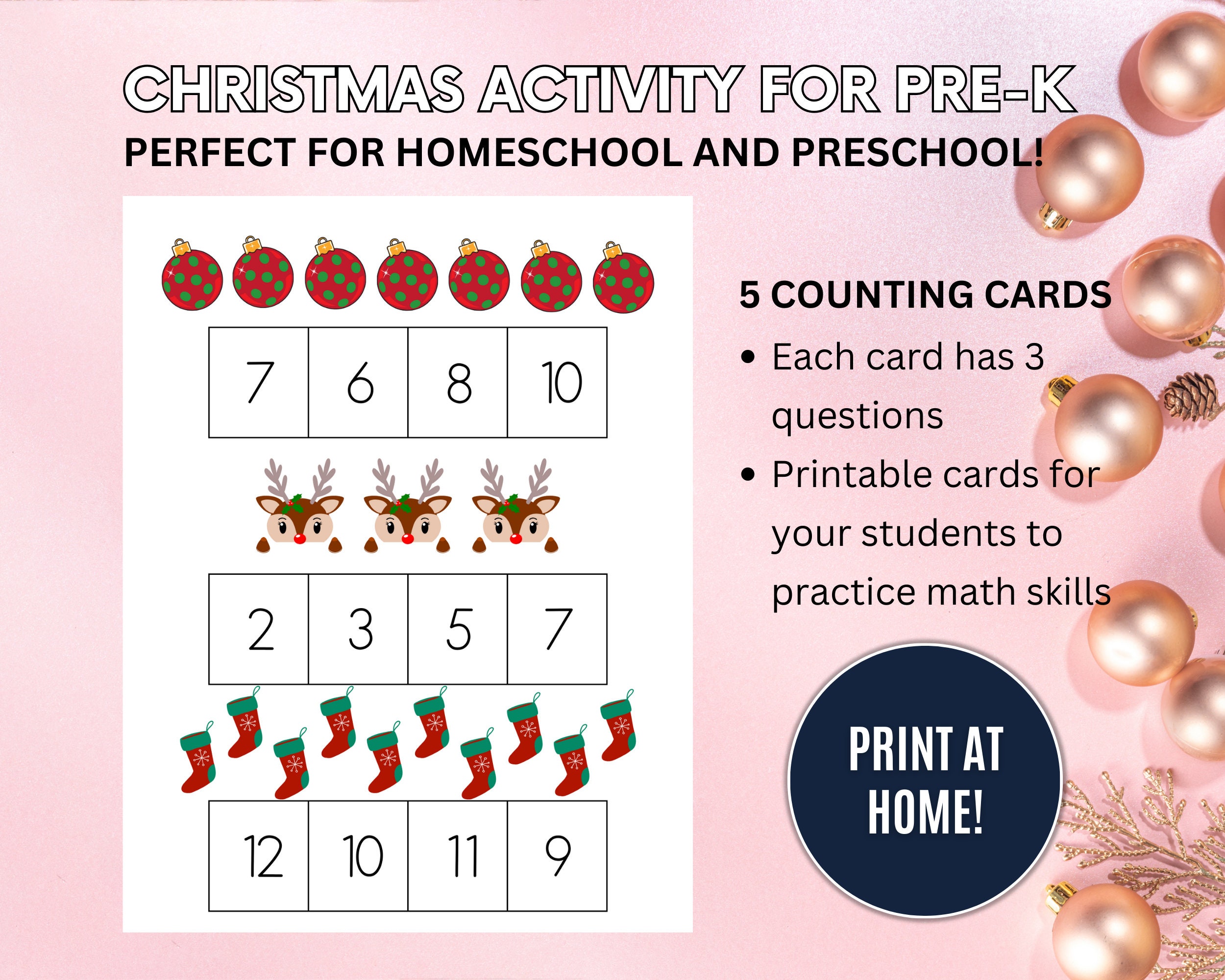 Christmas Counting Activity for Kids | Printable Counting Activity for ...