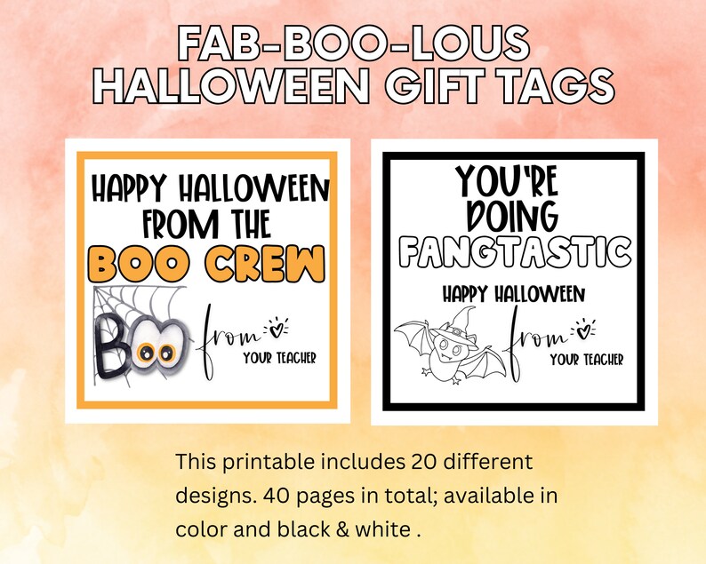 Halloween Gift Tags Printable | Halloween Treat Tags | Halloween ...
