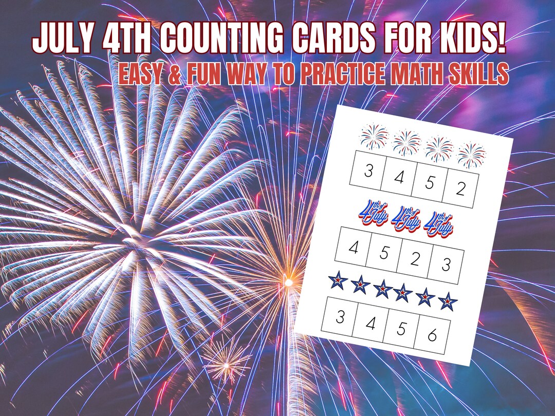 July 4th Counting Cards for Kids - Etsy