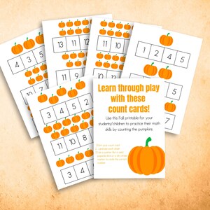 Pumpkin Counting Cards for Kids | Preschool and Kindergarten Counting ...