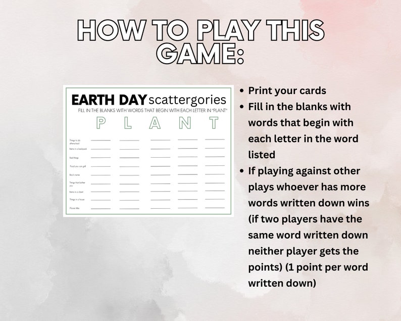 Earth Day Scattergories | Printable Earth Day Game | Science Class ...