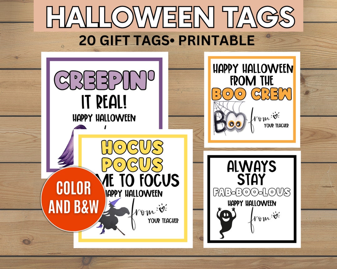 Halloween Gift Tags Printable | Halloween Treat Tags | Halloween ...
