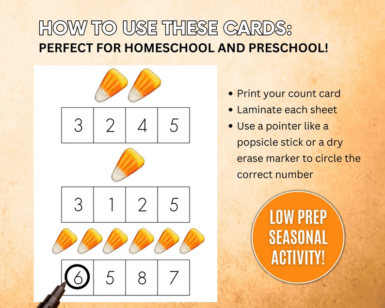 Candy Corn Counting Cards for Kids | Preschool and Kindergarten ...