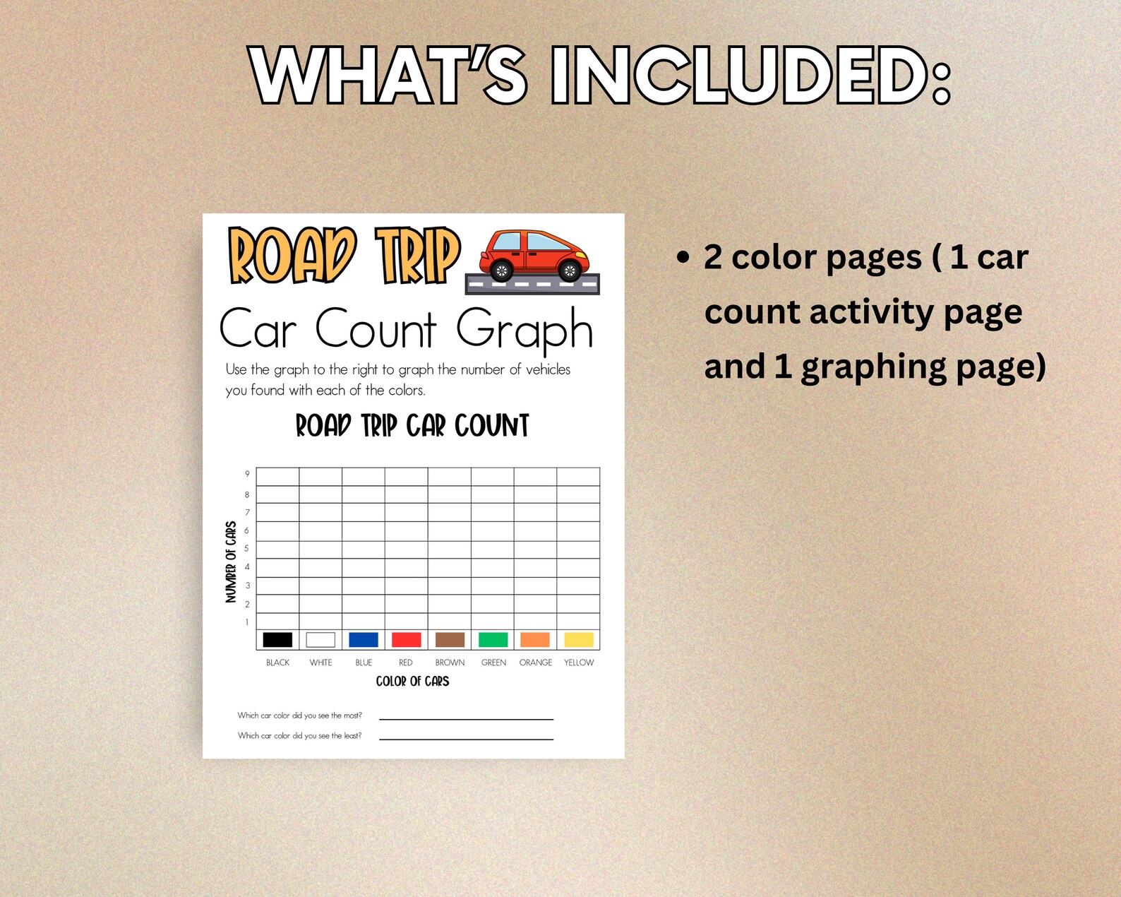 Road Trip Car Count Activity | Road Trip Activity | Long Car Ride ...