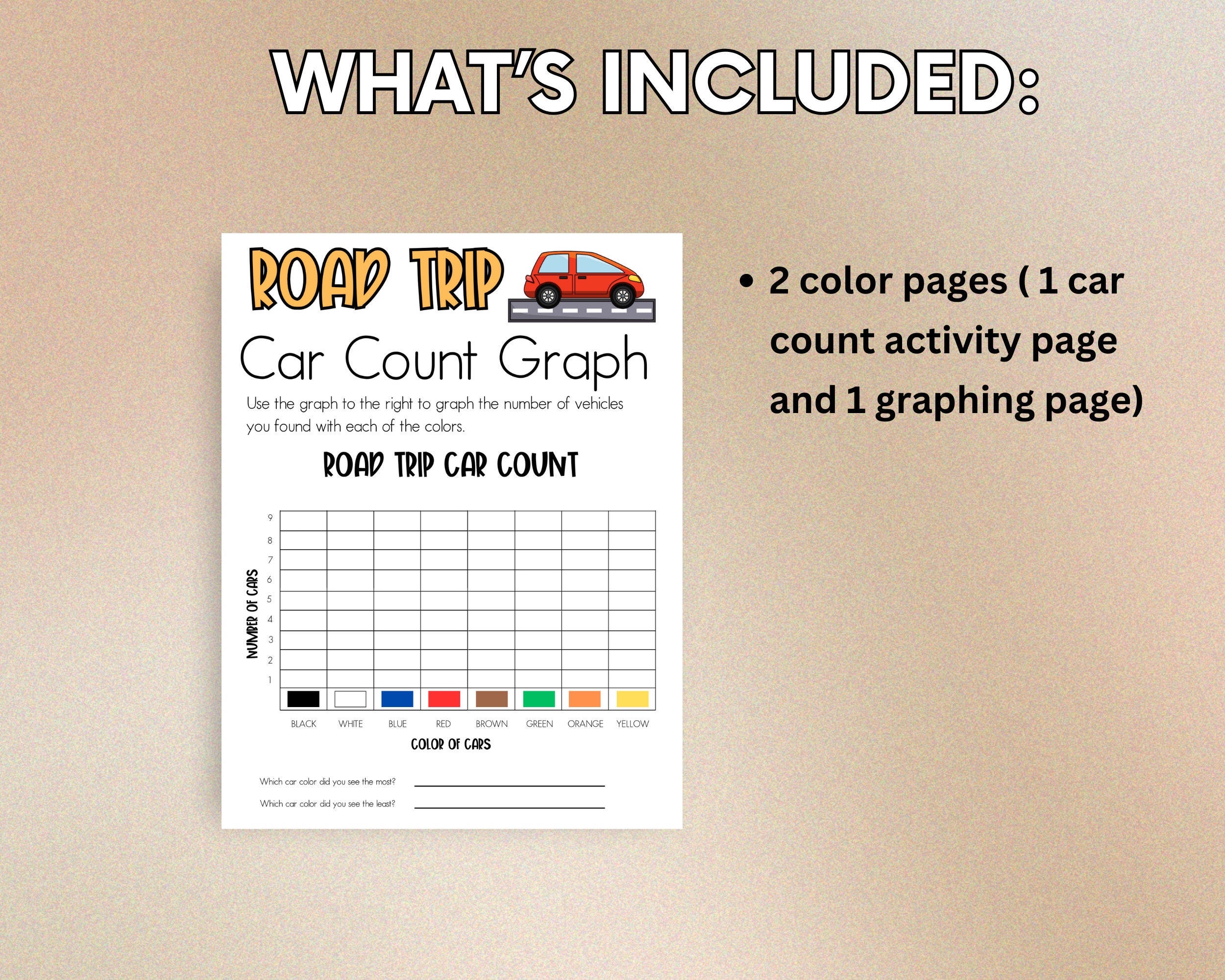 Road Trip Car Count Activity | Road Trip Activity | Long Car Ride ...