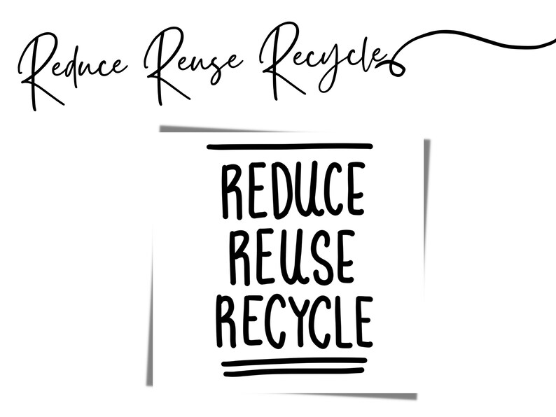 Reduce Reuse Recycle Poster, Environmental Quote Wall Art, Black and ...