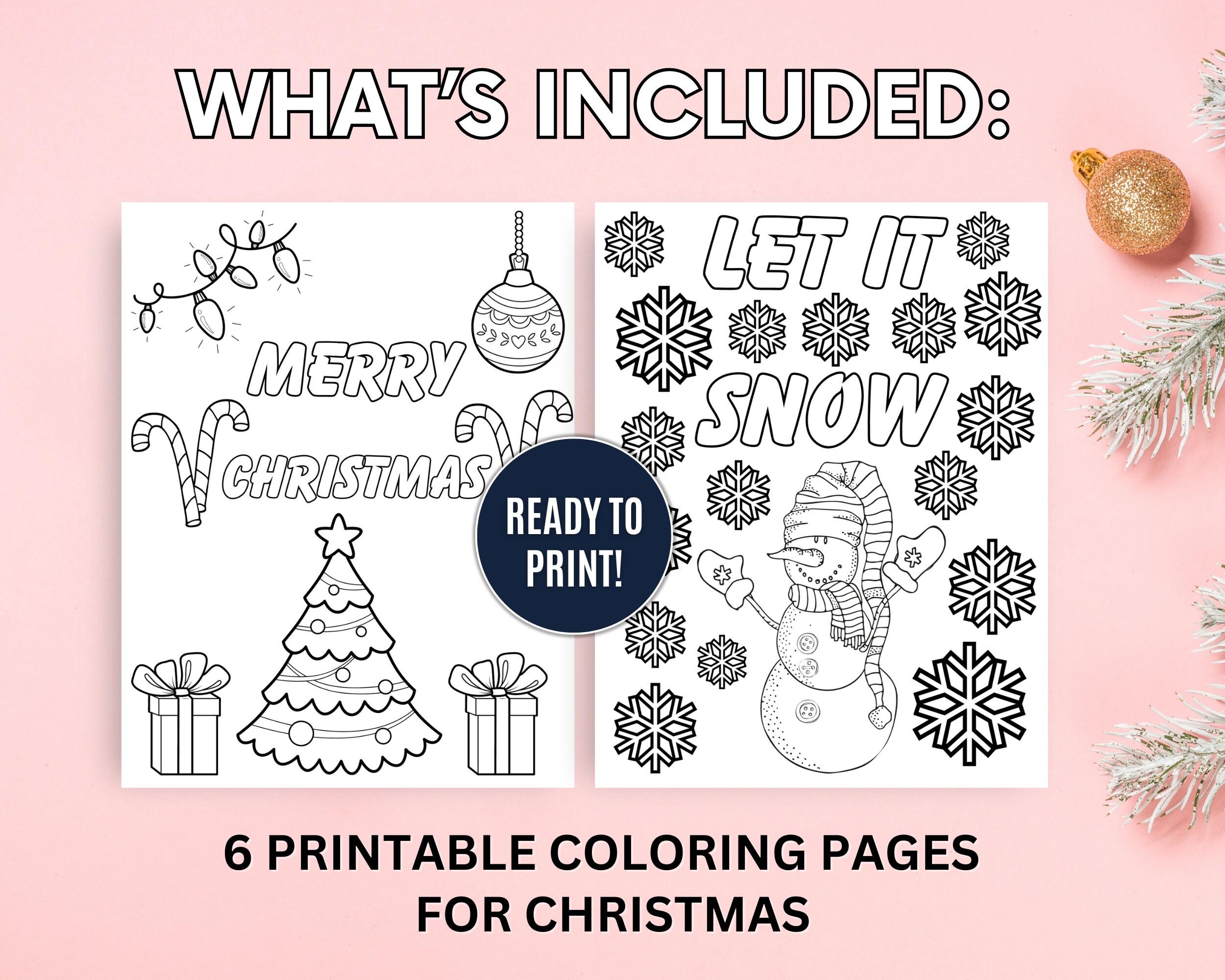 Christmas Printable Coloring Pages | 6 Christmas Coloring Pages for ...