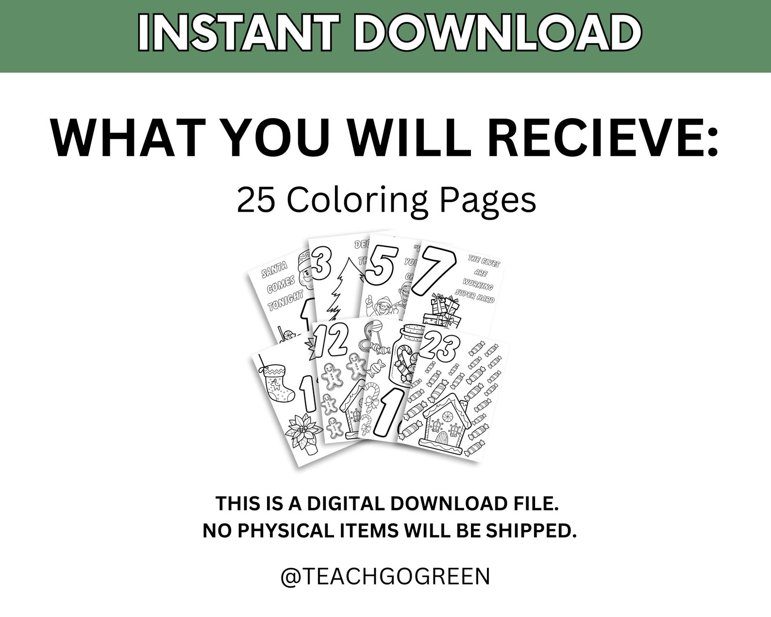 Christmas Countdown Printable | 25 Days of Christmas | Advent Calendar ...