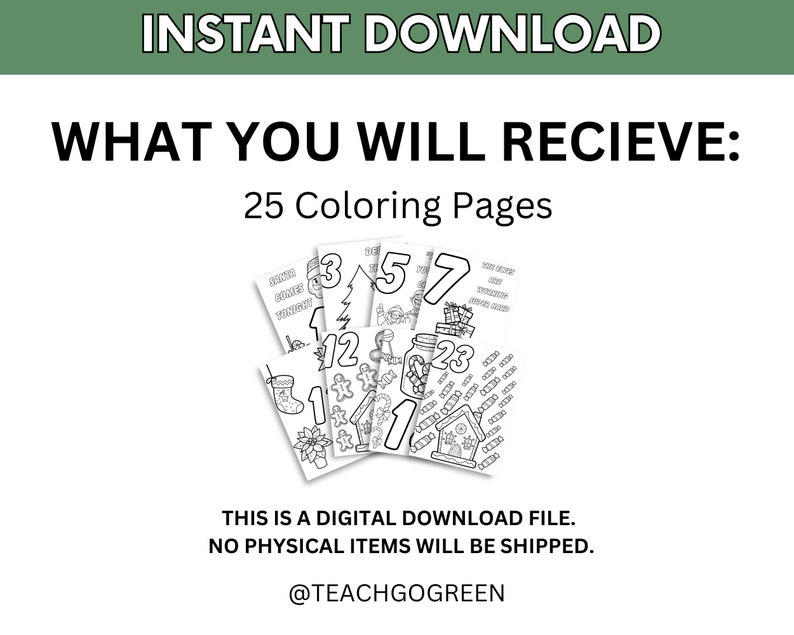 Christmas Countdown Printable | 25 Days of Christmas | Advent Calendar ...