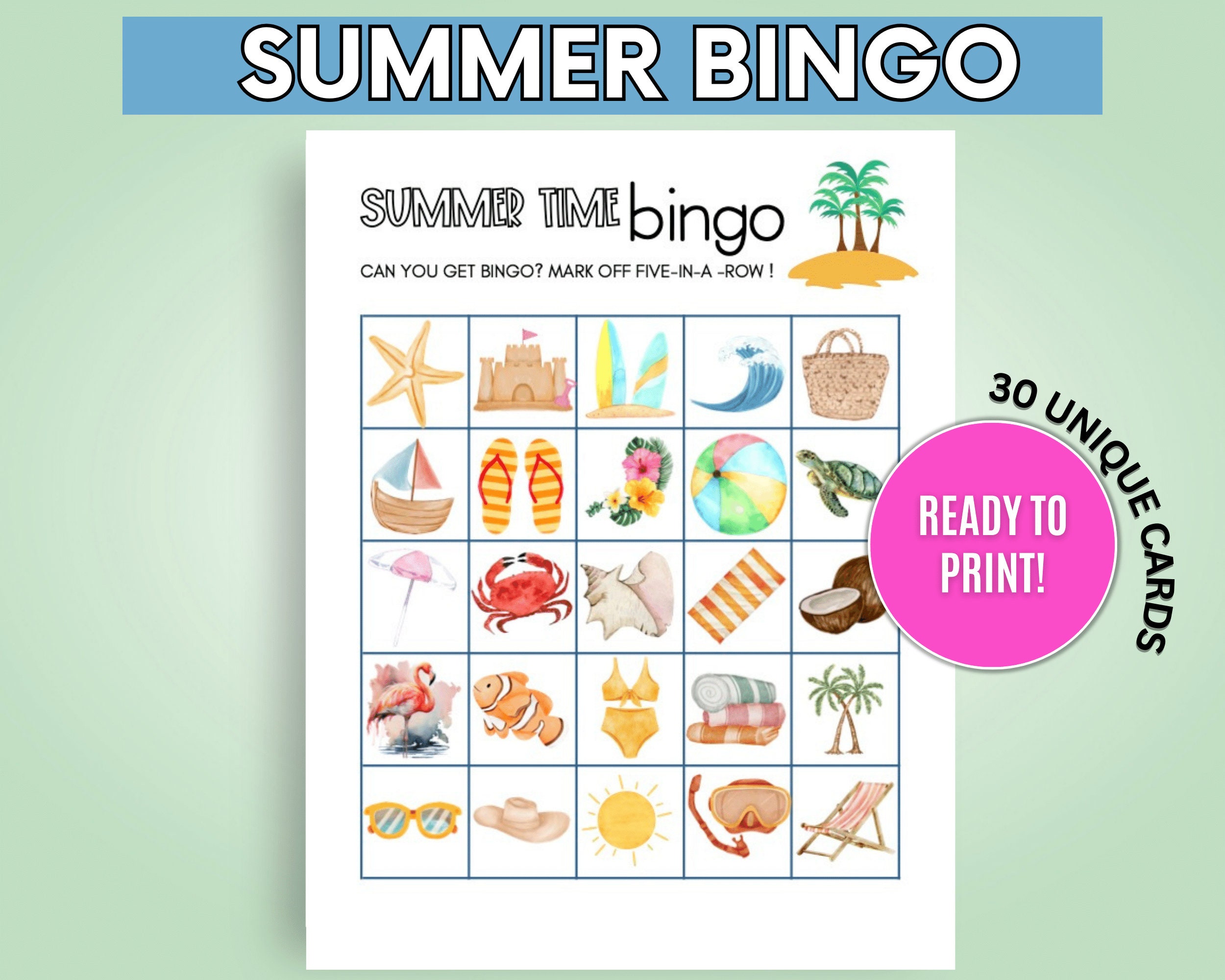 Summertime BINGO | BINGO Game for Kids | Classroom Game for Students ...