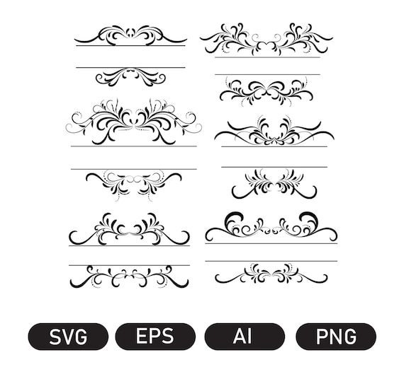 Split Monogram SVGPNG Split Monogram Frame Alphabet Digital - Etsy
