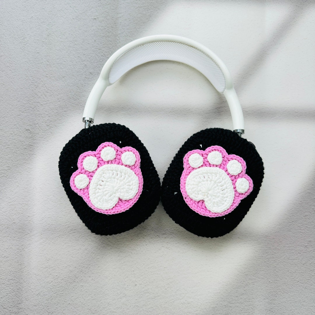 Black Cat Claw Crochet Airpods Max Headphone Covers, Paw Prints Design ...