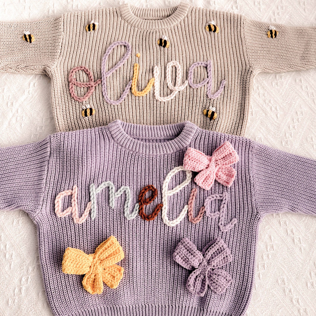 Custom Embroidered Baby Sweaters, Personalized Baby Name Sweaters, Hand ...