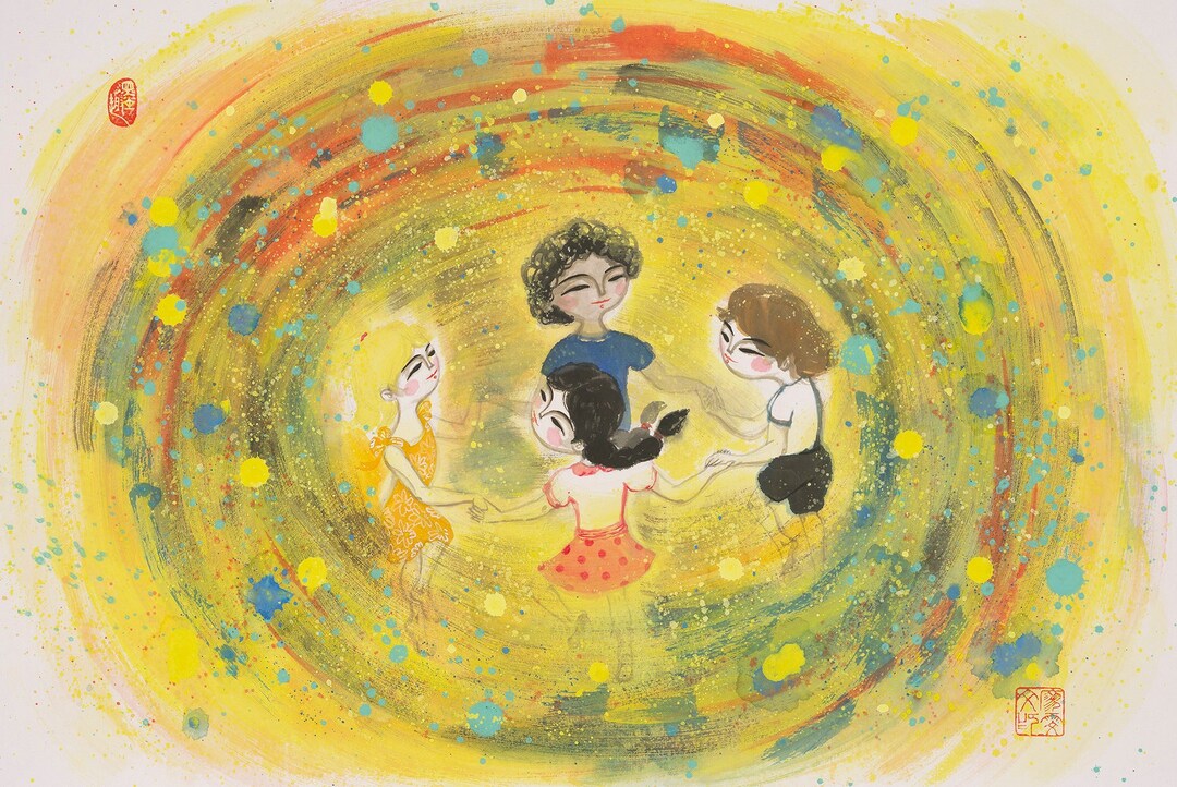 Kids Dance ART PRINT, Happy Kids Painting Print, Painting Print ...