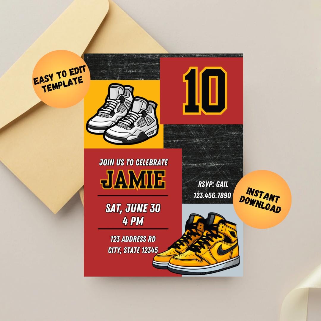 Sneaker Party Invitation | Editable Birthday Template | Digital Sneaker ...