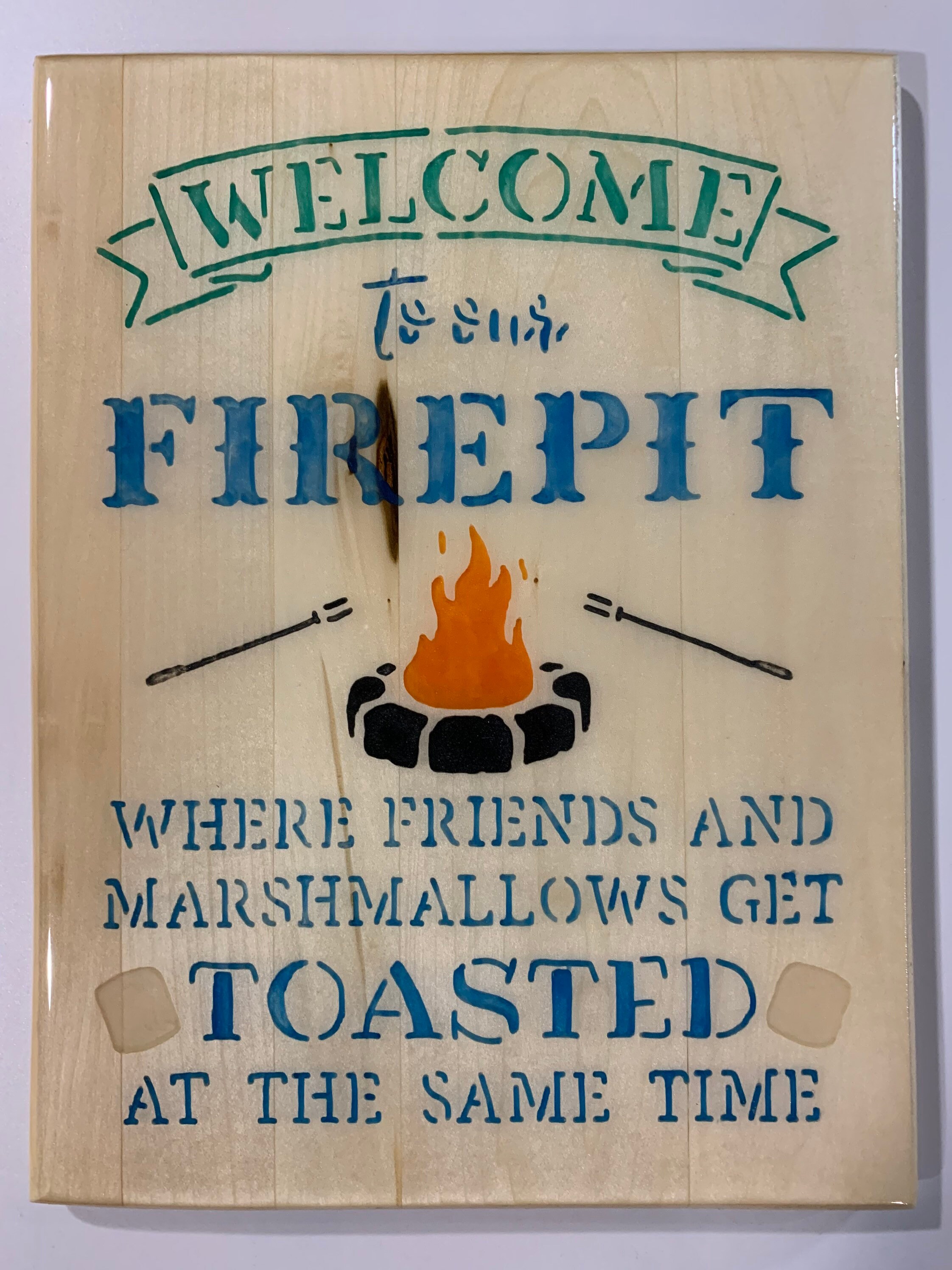 Welcome to Our Fire Pit Sign | Hand Carved Sign | Campsite Sign ...
