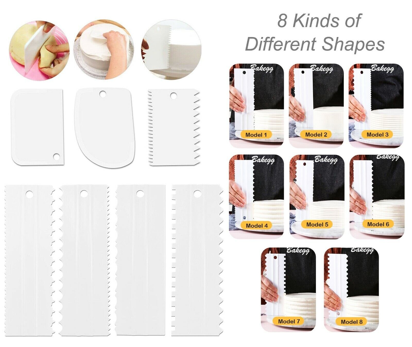 7 Pcs Icing Sopplea Decorating Comb Smoother Fondant Cake Scraper Set ...