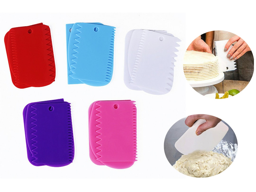 3-pc Small Cake Scrapers Dough Scraper Bowl Scraper Plastic Dough ...