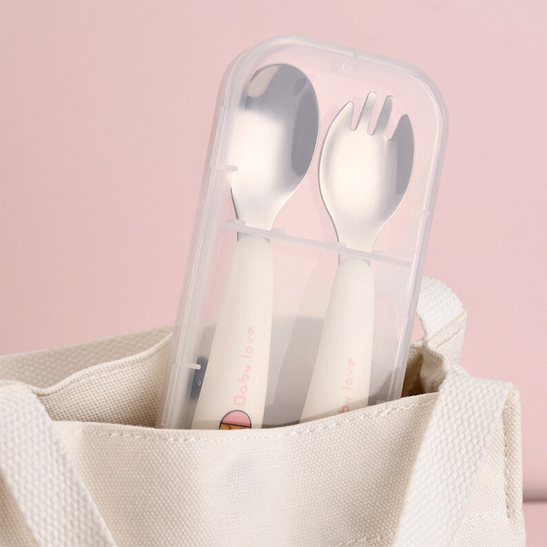 Spoon & Fork Travel Set With Plastic Carry Case for Baby - Etsy
