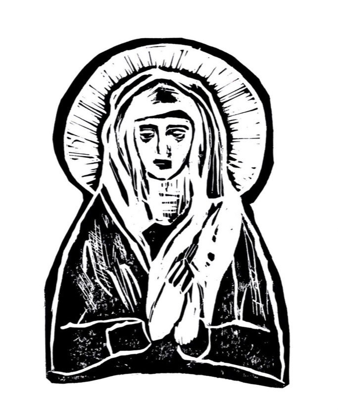 Virgin Mary A4 Lino - Etsy