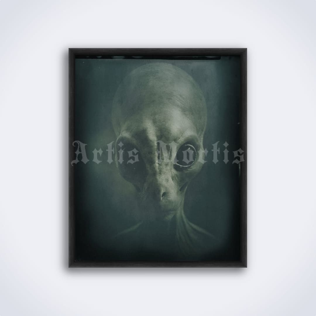 Green Alien Vintage Photo Print: Sci-fi Conspiracy Art (digital ...