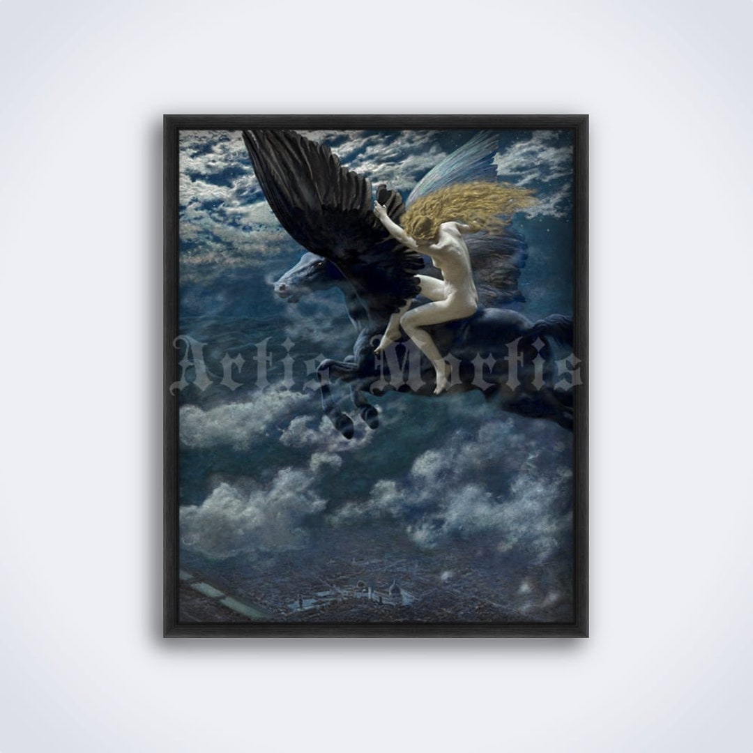 Valkyrie Art Print: Dream Idyll, Mythology Flying Horse (digital ...