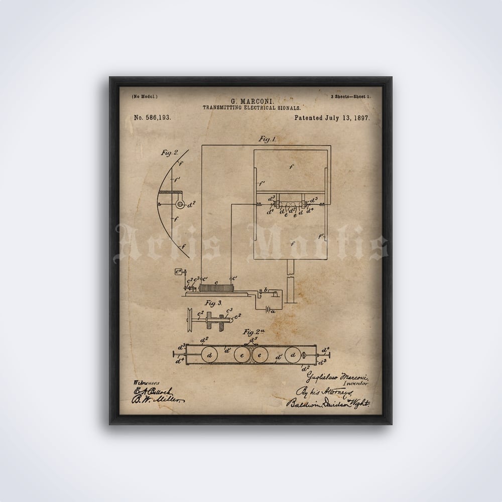 Marconi Radio Transmitter Patent Print - 1897 Electronics Diagram ...