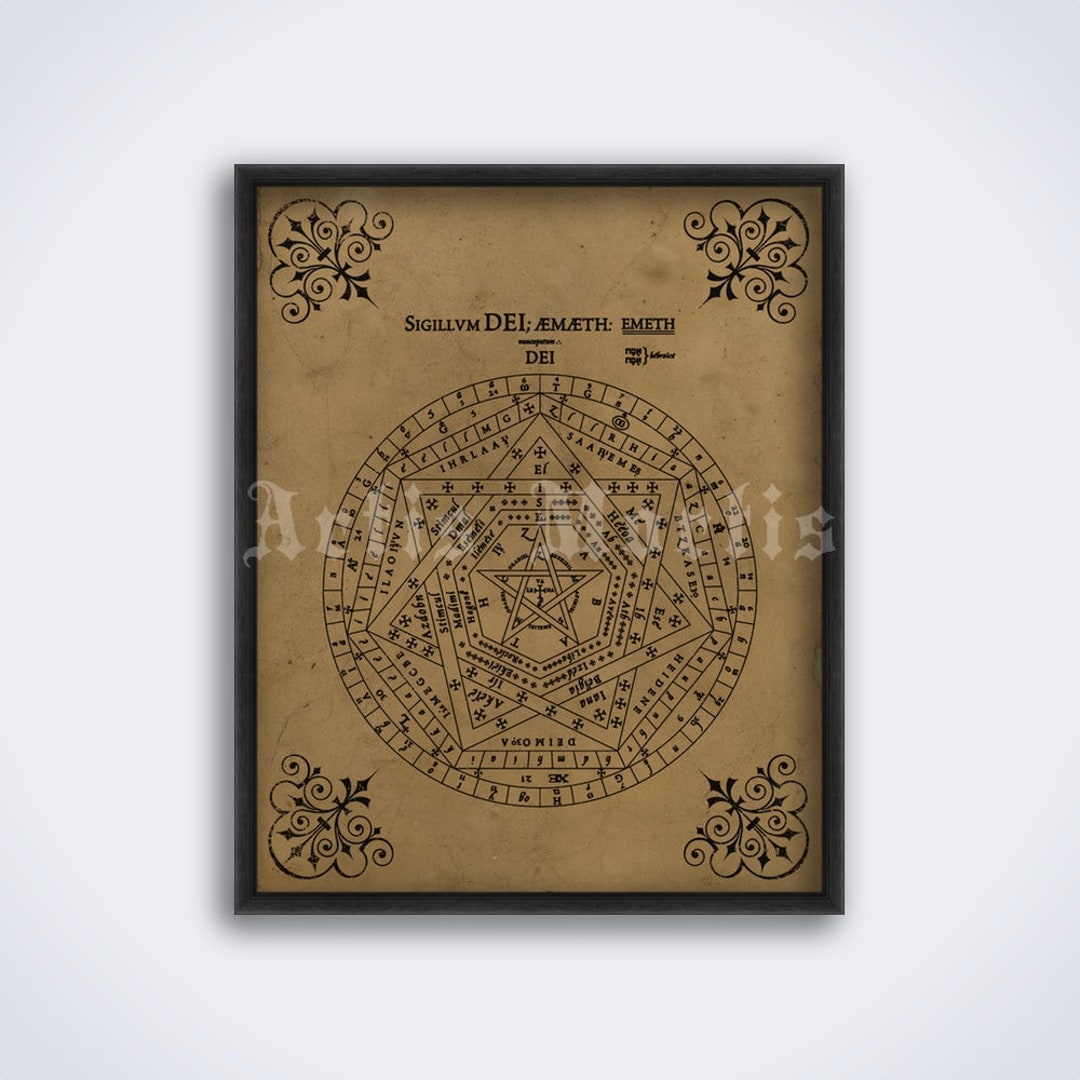 Sigillum Dei Aemeth, Sigil of Ameth Occult Symbol Seal of God, Magick ...