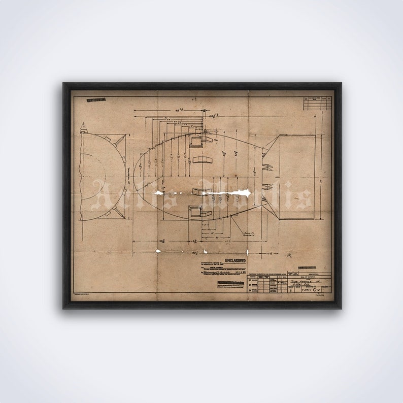 Fat Man Atomic Bomb Diagram Blueprint poster WOII - Etsy België