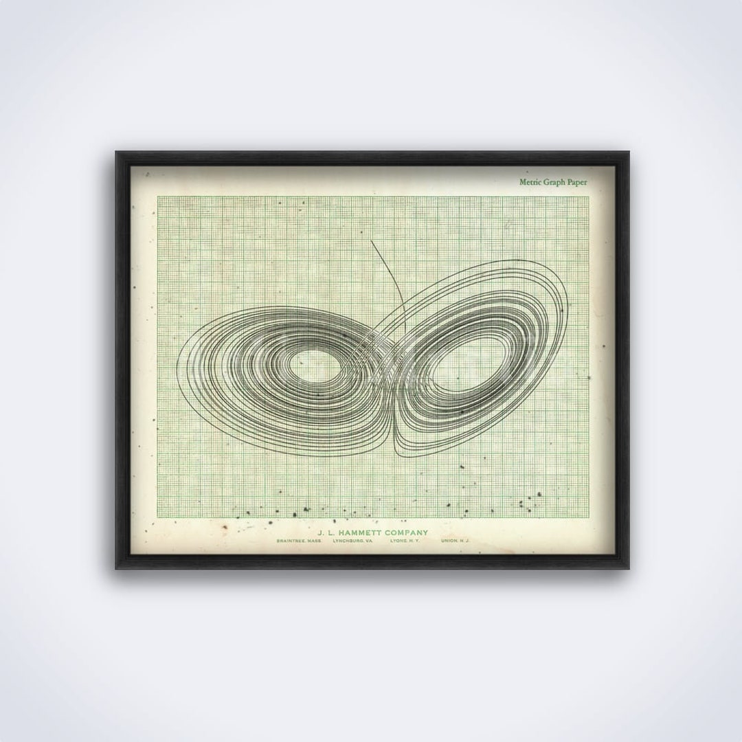 Lorenz Strange Attractor, Chaos Theory, Vintage Math Art Print, Poster ...