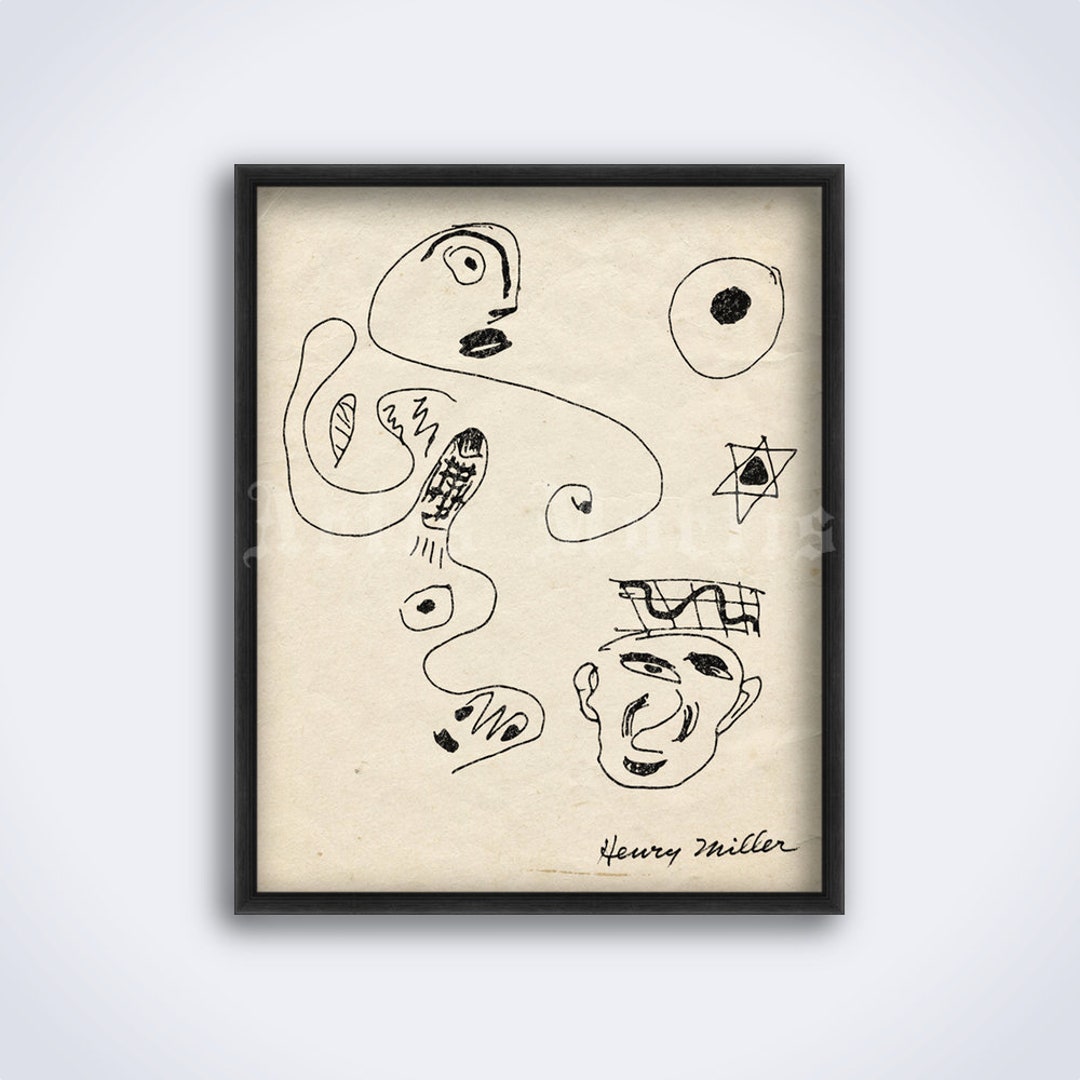 Henry Miller Signed Sketch Print: Vintage Literary Art (digital ...