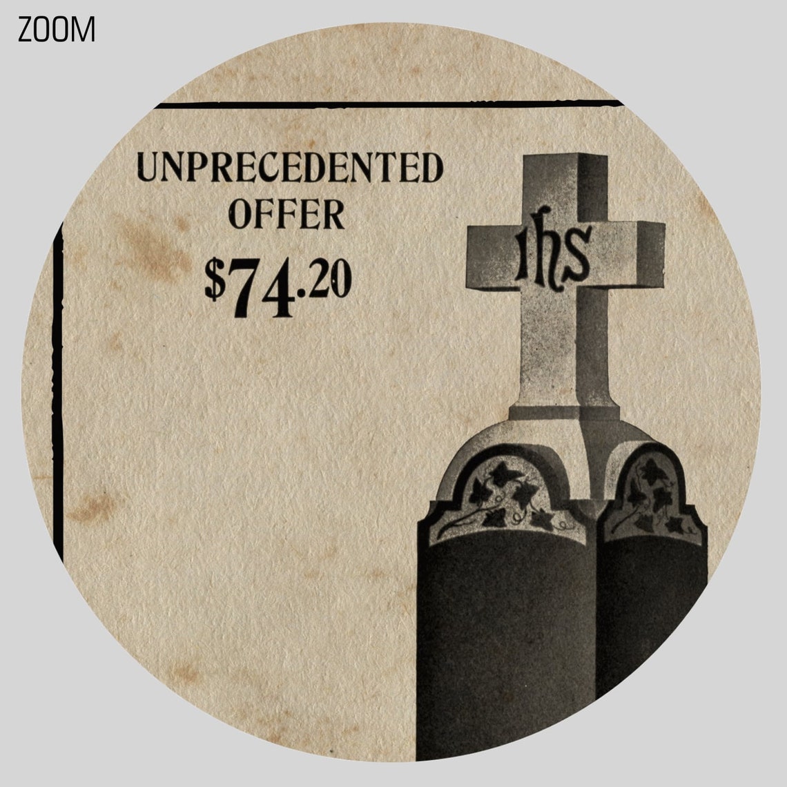 Tombstone – Vintage Burial Advert, Death, Tomb, Cemetery, Gothic Art ...