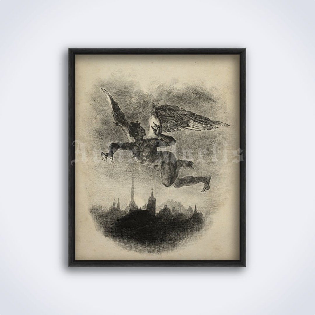 Mephistopheles Over Wittenberg, Flying Devil, Demon, Lucifer, Goethe ...