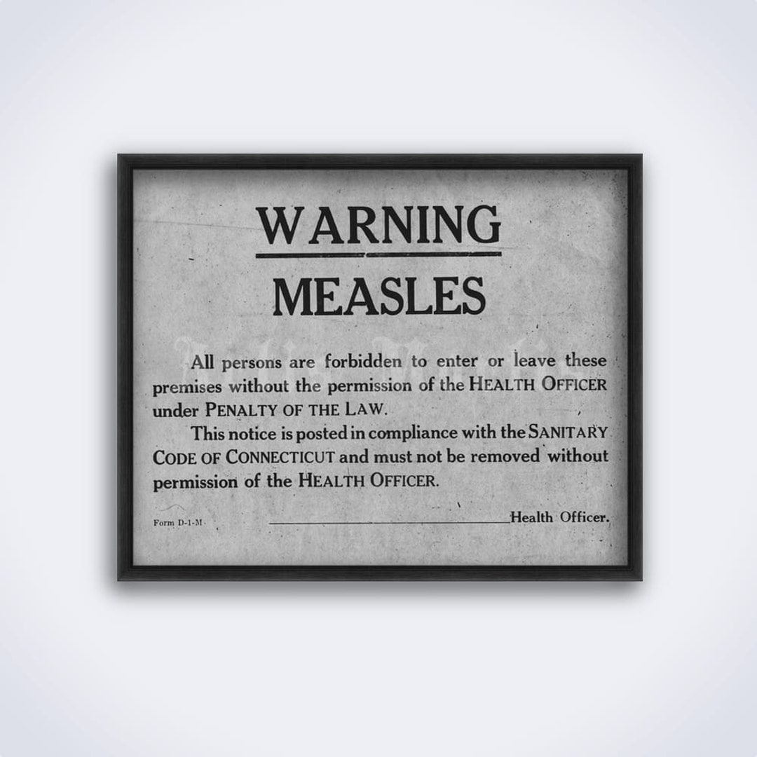 Measles Warning - Vintage Medical Broadside, Medicine History, Epidemic ...