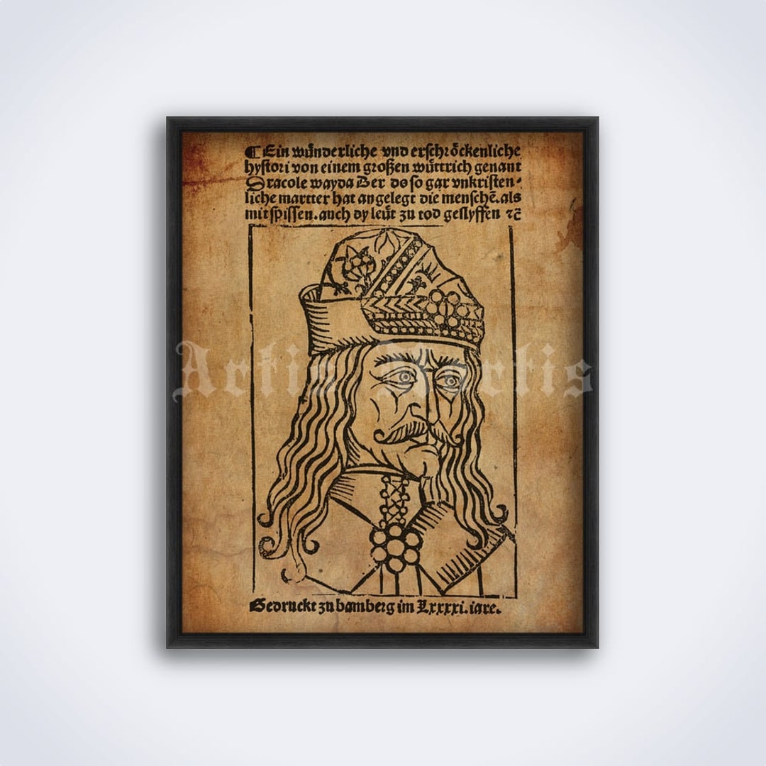 Vlad the Impaler Portrait, Vlad Tepes – Medieval Dracula Print, Poster ...