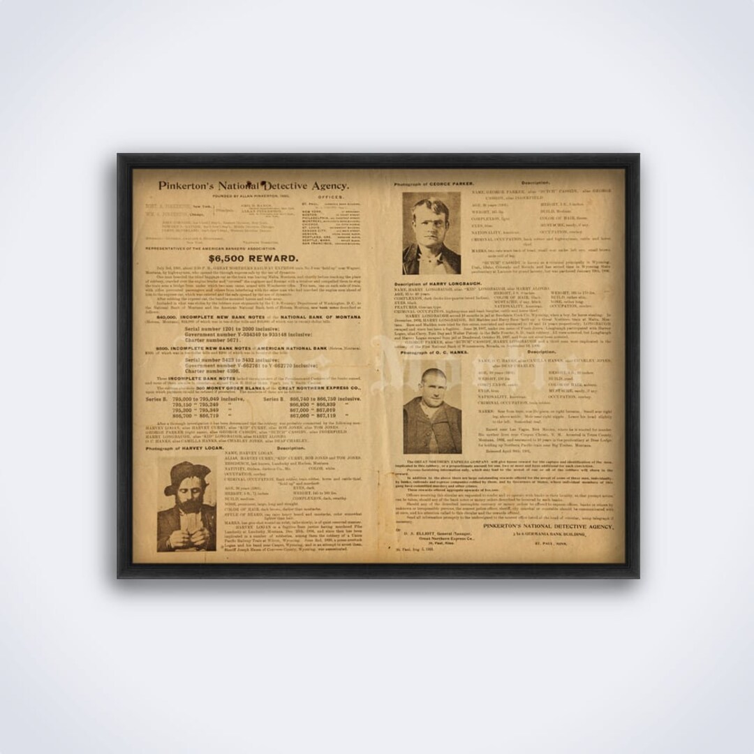 Butch Cassidy Vintage Wanted Poster, Wild Bunch Gang Reward ...