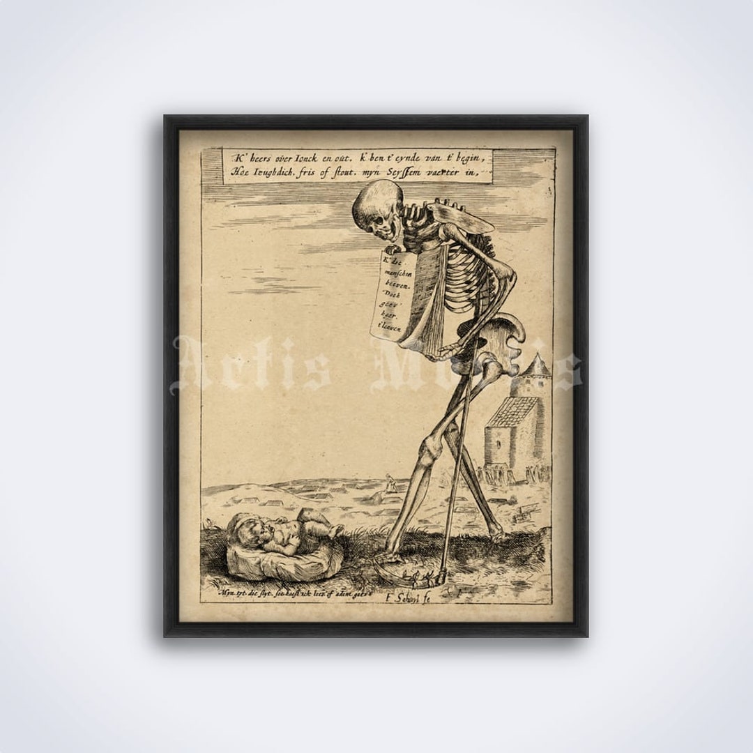 Allegory of Death Print – Medieval Skeleton & Baby, Memento Mori ...