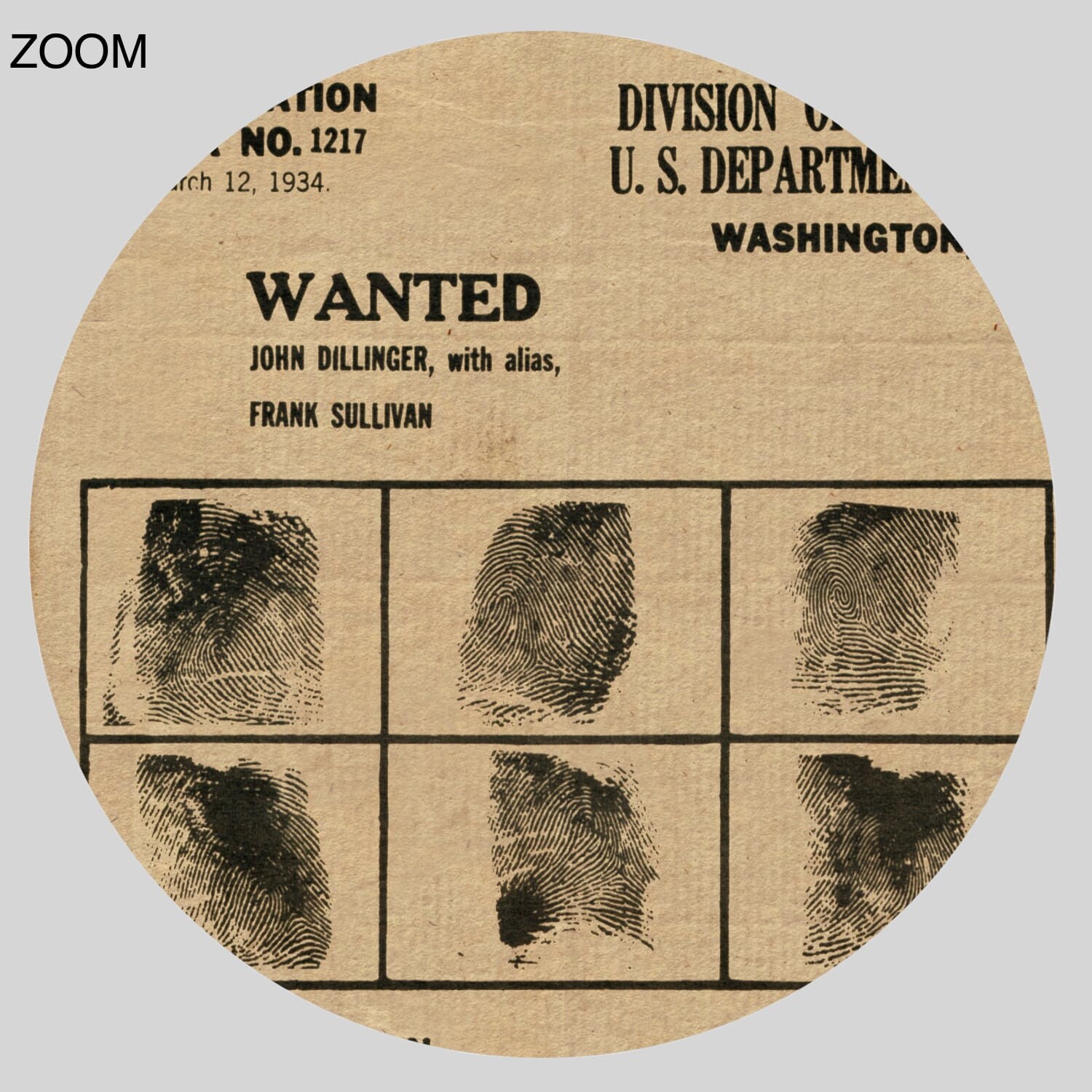 John Dillinger Fingerprints Criminal Record Wanted Poster - Etsy Canada