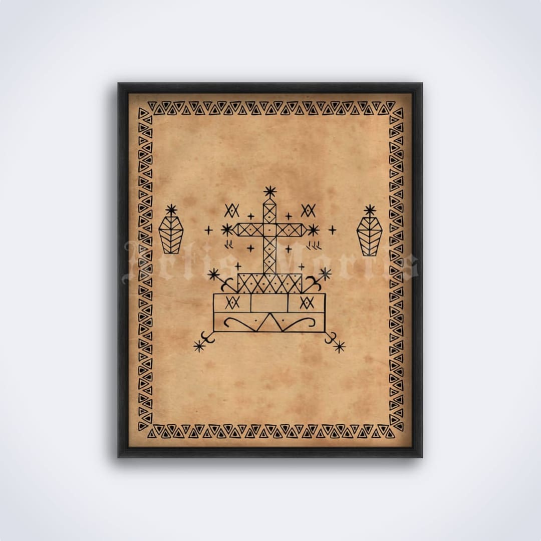 Baron Samedi Veve, Voodoo Art, Loa of Dead, Tomb, Cemetery, Symbol ...