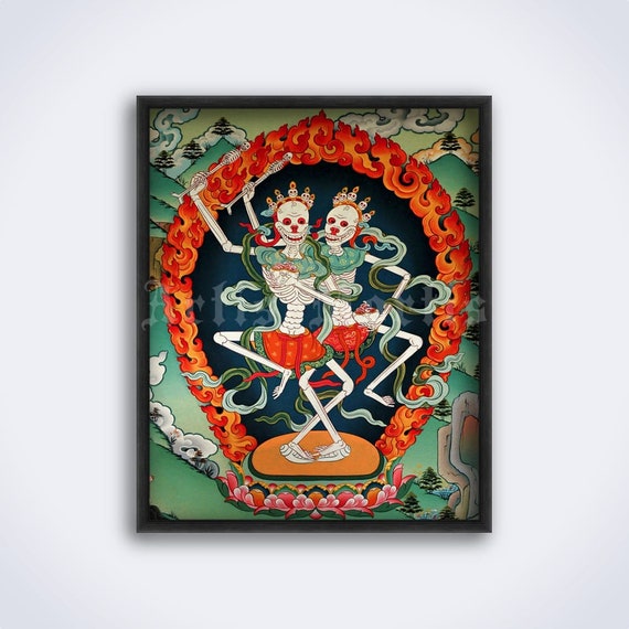Citipati Dancing Skeletons Tibetan Deity Art Print - Etsy
