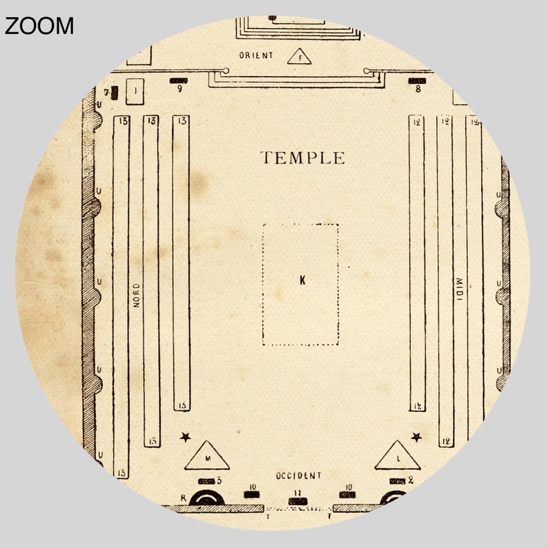 Masonic Temple Plan Print: Freemasonry Illustration (digital Download ...