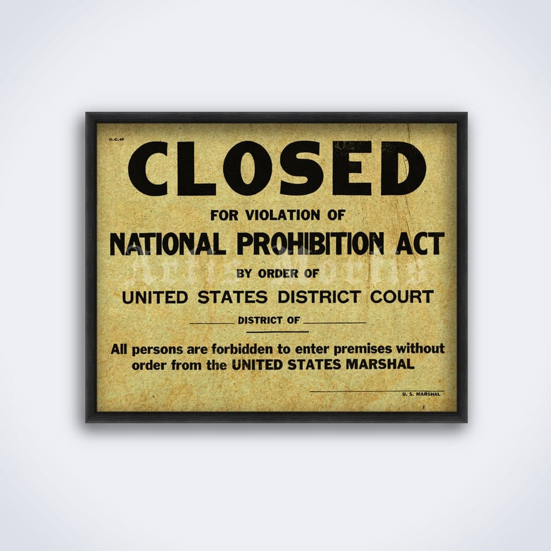 Prohibition Closed Sign – Vintage Bar Print, Drink, Whiskey, Beer ...