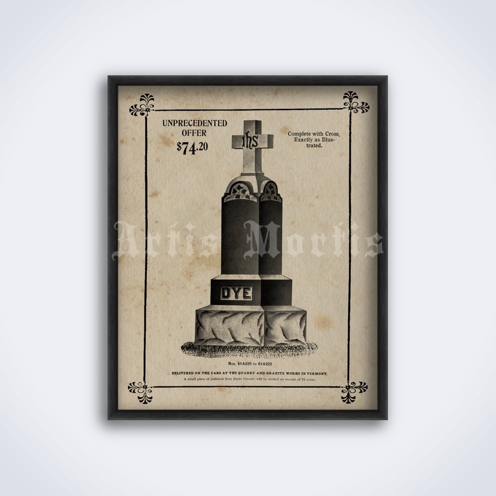 Tombstone – Vintage Burial Advert, Death, Tomb, Cemetery, Gothic Art ...