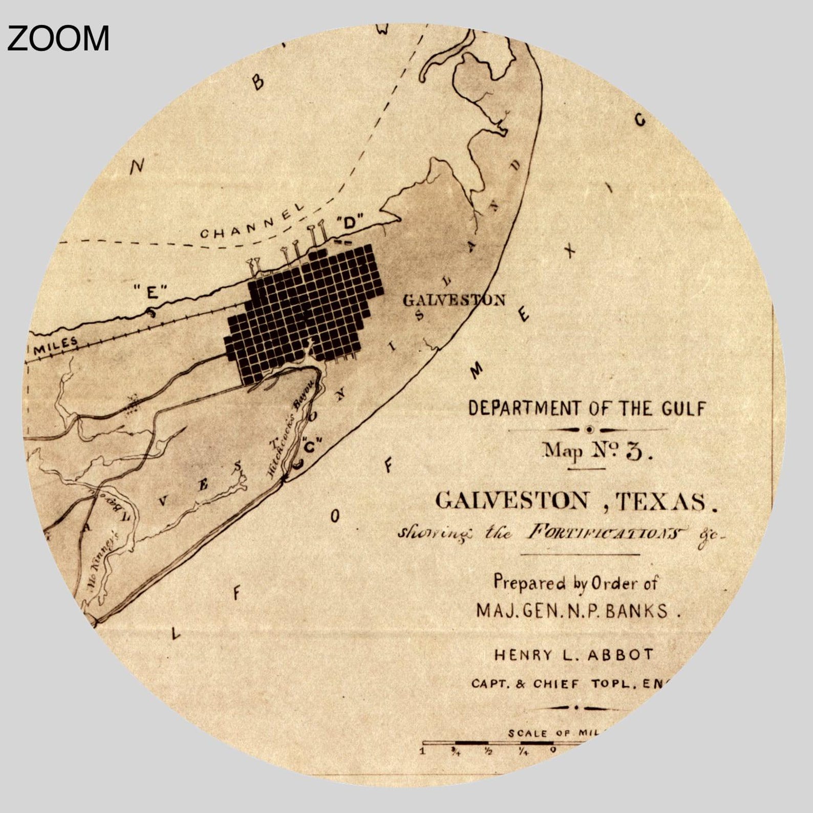 Galveston Texas Civil War Map: 1862 Historical Art Print (digital ...